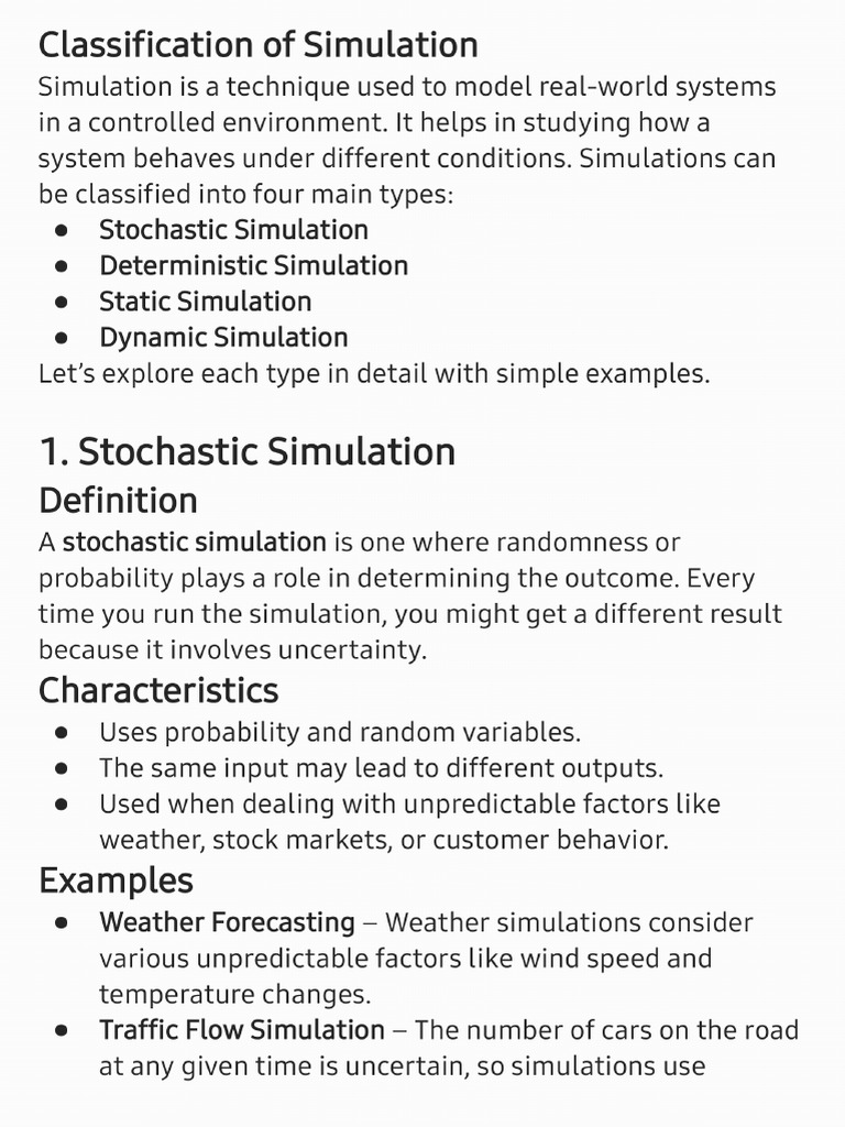 Classification of Simulation | PDF