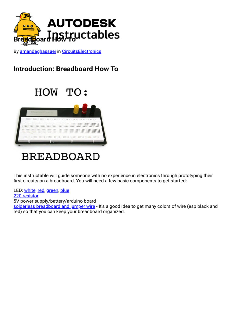 Breadboard How To - 5 Steps (With Pictures) - Instructables | PDF ...