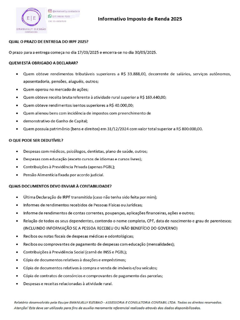 Informativo IRPF 2025-1 | PDF