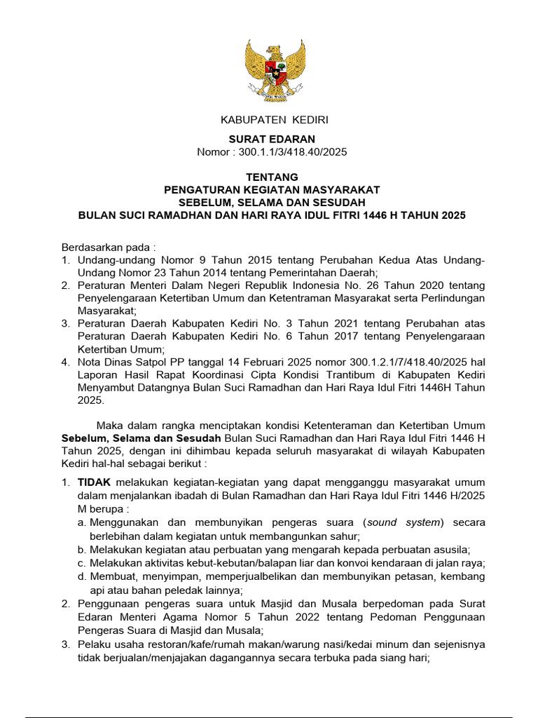 20250224161139surat Edaran Ramadhan 2025 Fix | PDF