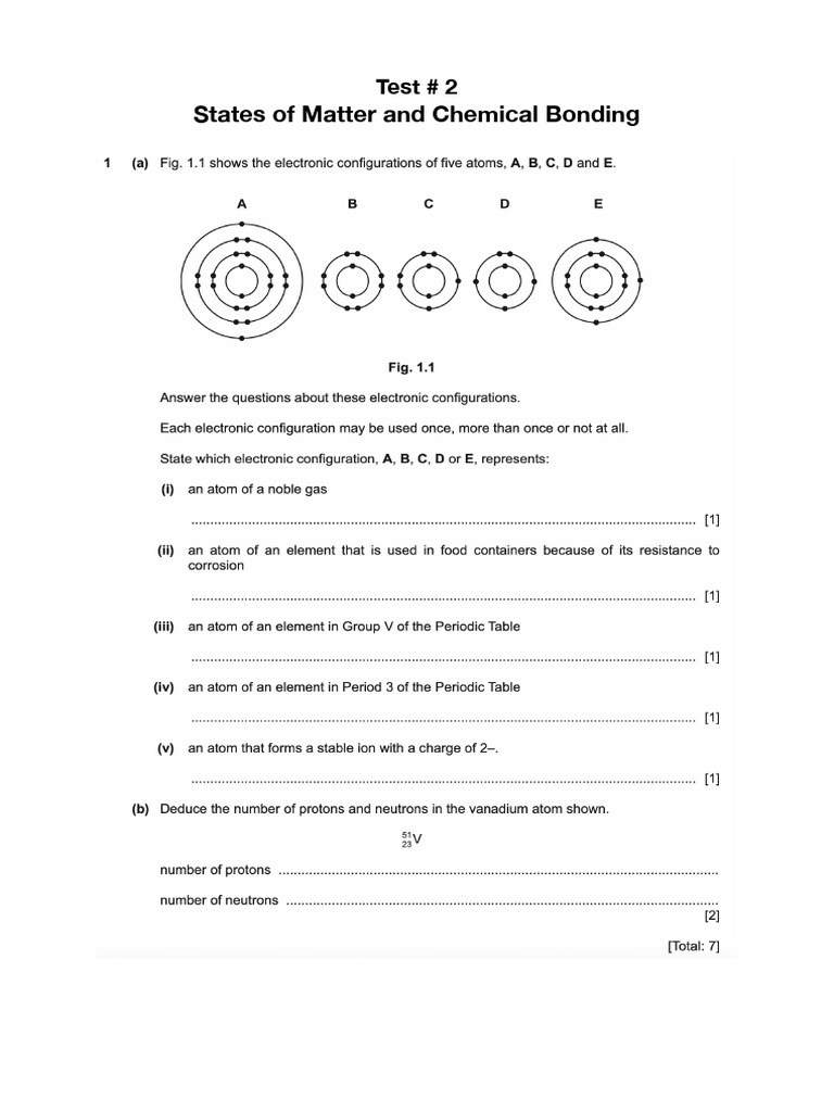 Atoms, Elements & Compounds Test1 | PDF