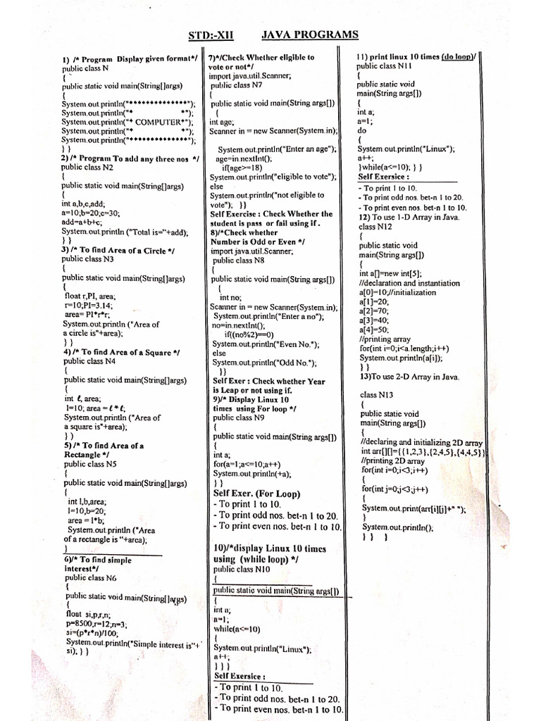Java Practicals | PDF