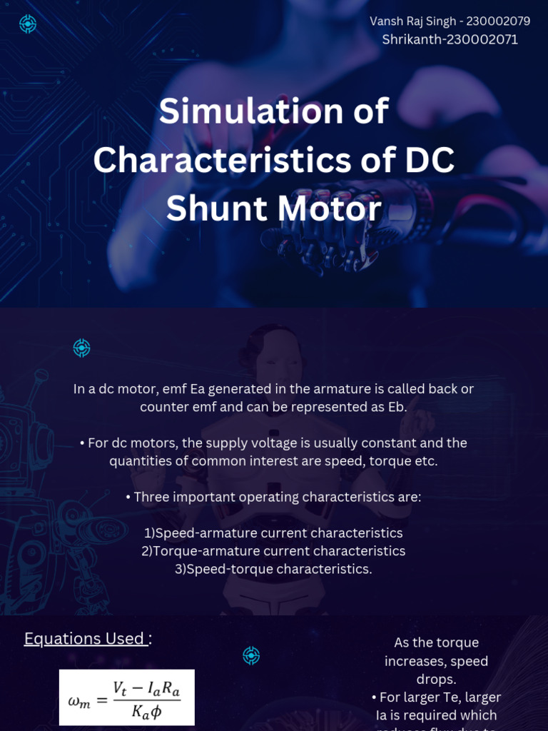 Simulation of Characteristics of DC Shunt Motor: Shrikanth-230002071 | PDF