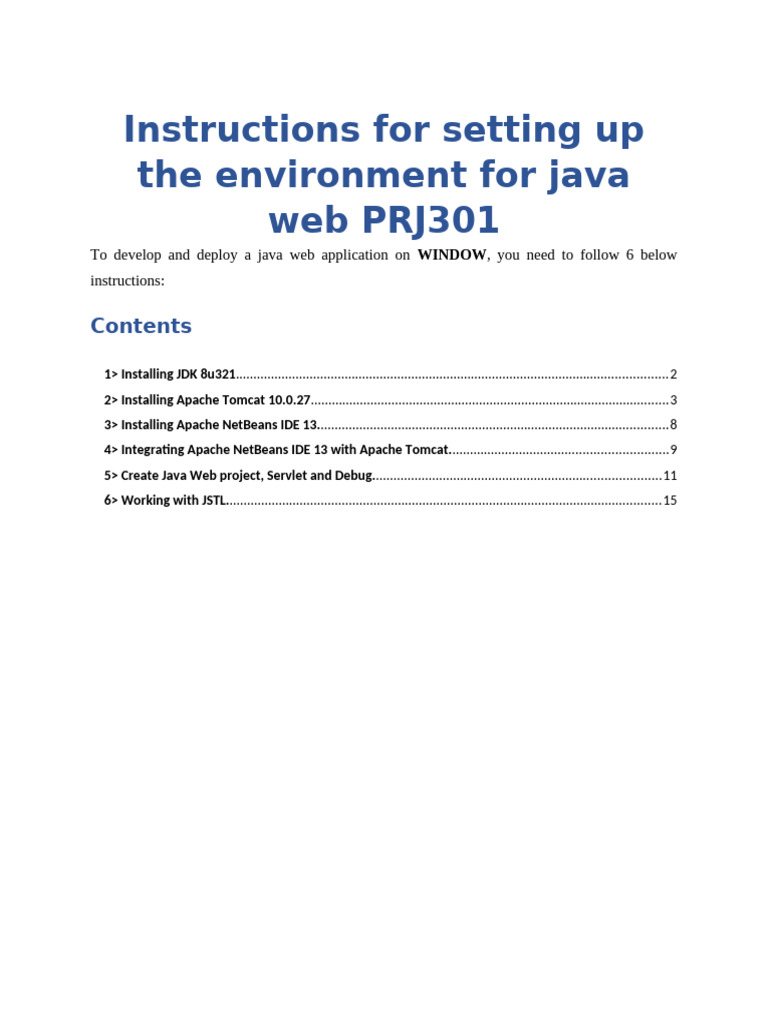 Instructions-for-setting-up-the-environment-for-java-web-PRJ301 | PDF | Net Beans | Applications ...