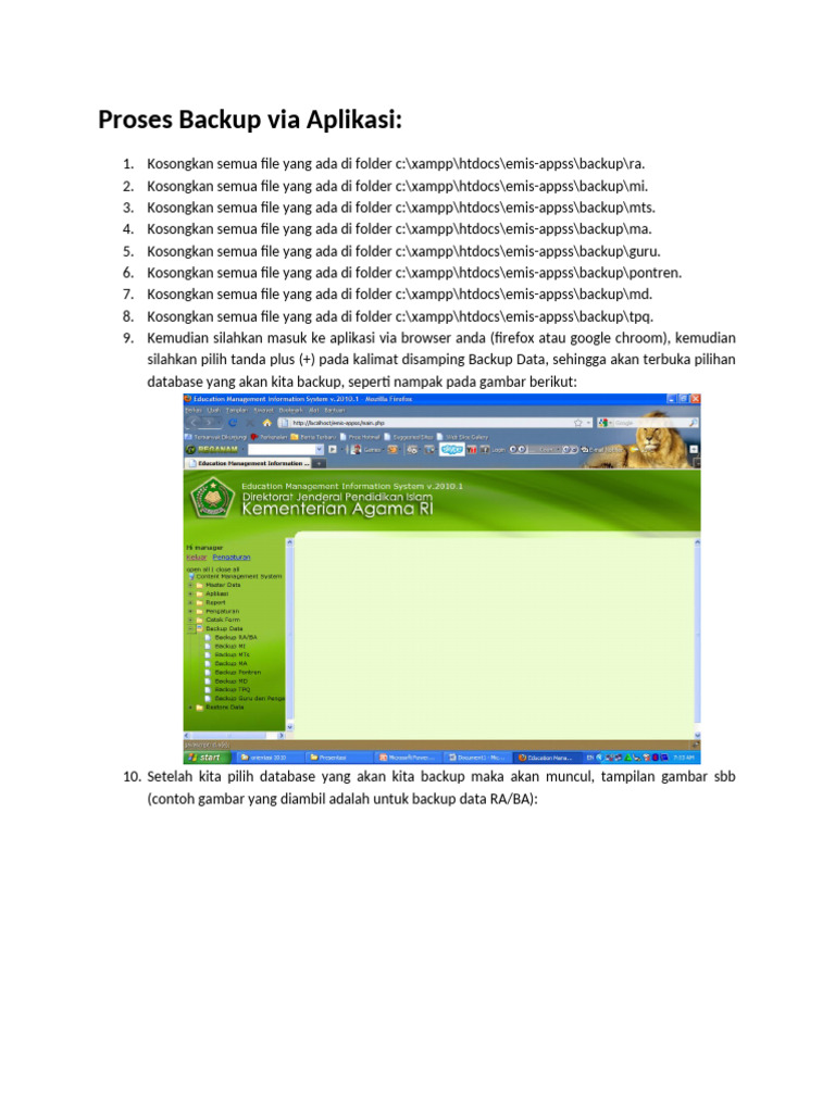 Proses Back Up Dan Restore Via Aplikasi | PDF