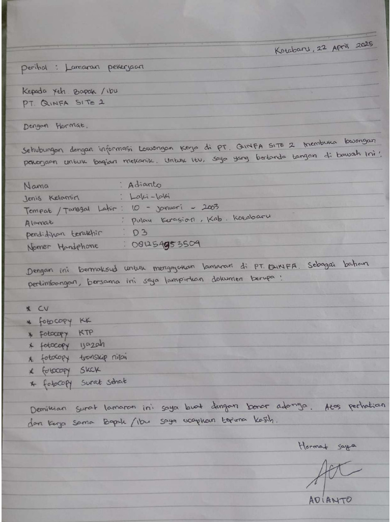 Surat Lamaran | PDF