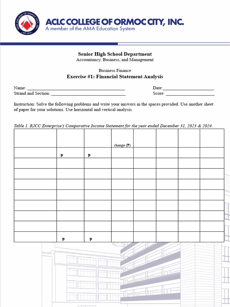 Business Finance Exercise 1 | PDF | Expense | Financial Services