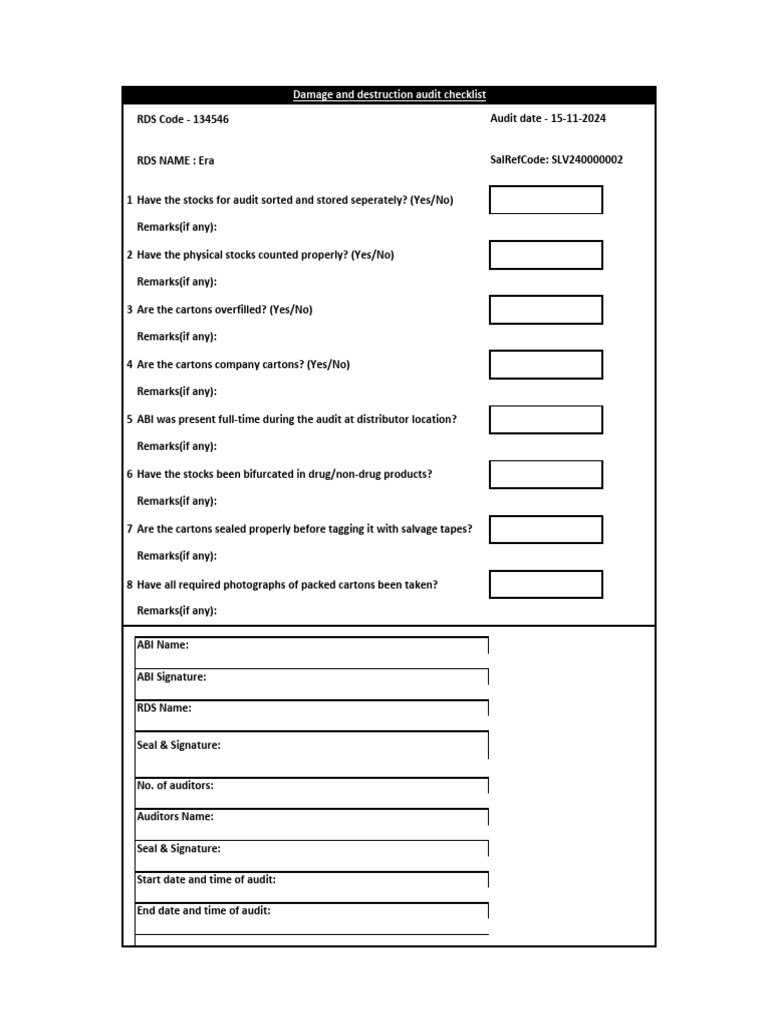 Era Checklist 15-11-24 | PDF