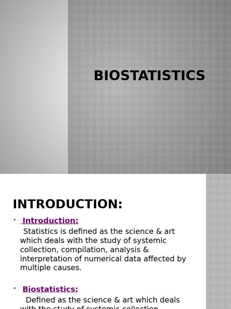 Biostatistics - Introduction. | PDF | Level Of Measurement | Biostatistics