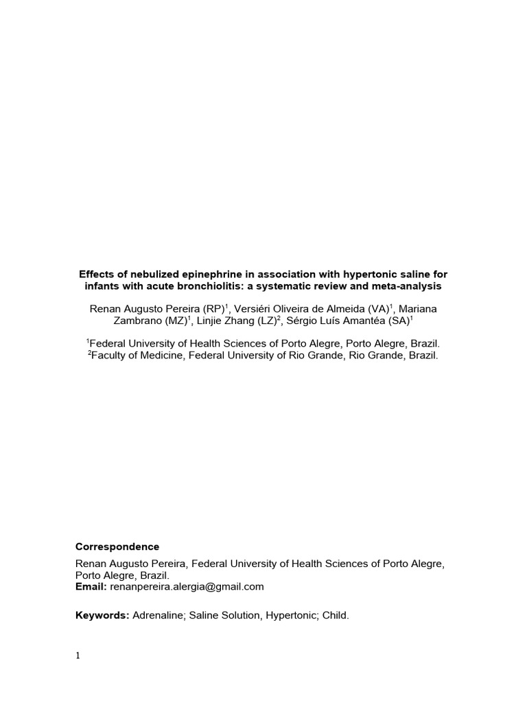 Effects of nebulized epinephrine in association with hypertonic saline ...
