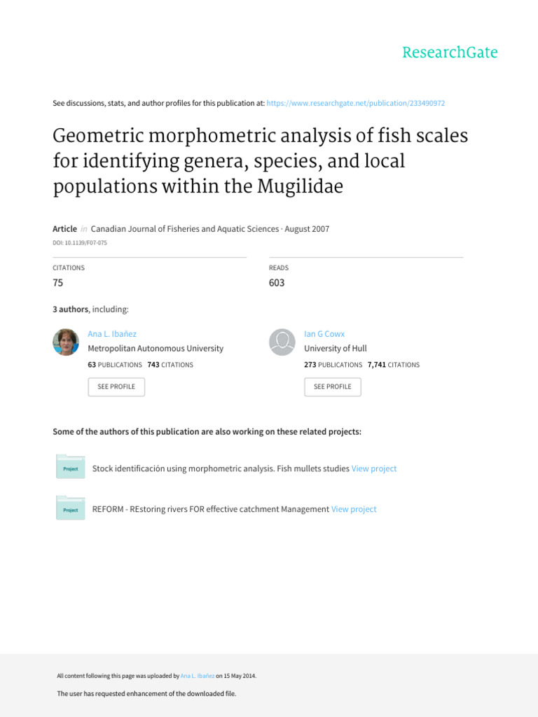 Ibañez Etal 2007 Geometric Morphometric Analysis Fish Scales Mugilidae ...