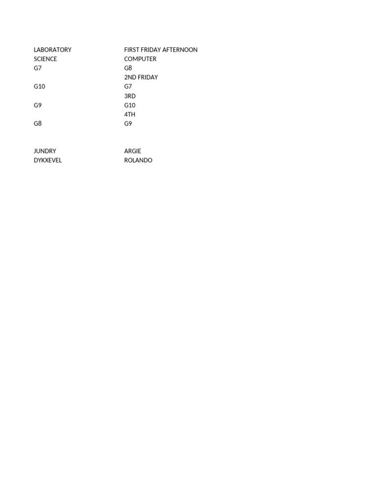 Laboratory Sched | PDF