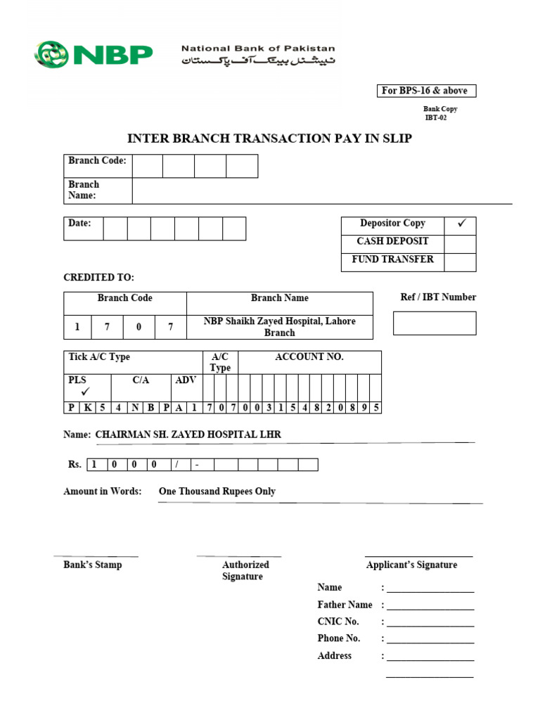 Challan Form (BPS-16 and Above) (SFIN-HS) | PDF | Deposit Account | Banks