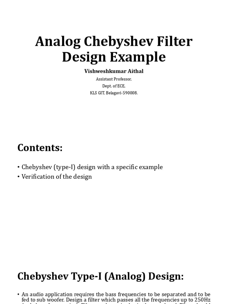 Analog Chebyshev Filter Desing Example Student | PDF | Telecommunications Engineering | Signal ...