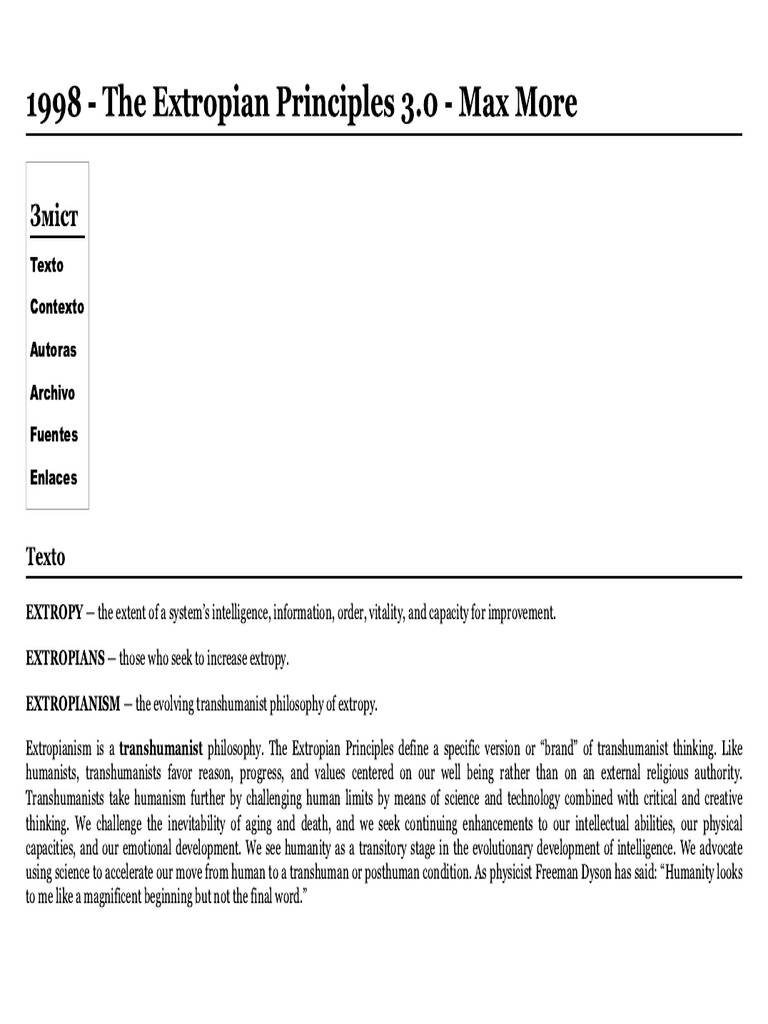 Max - More - The Extropian Principles 3 | PDF