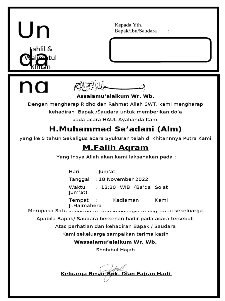 Undangan HAUL | PDF