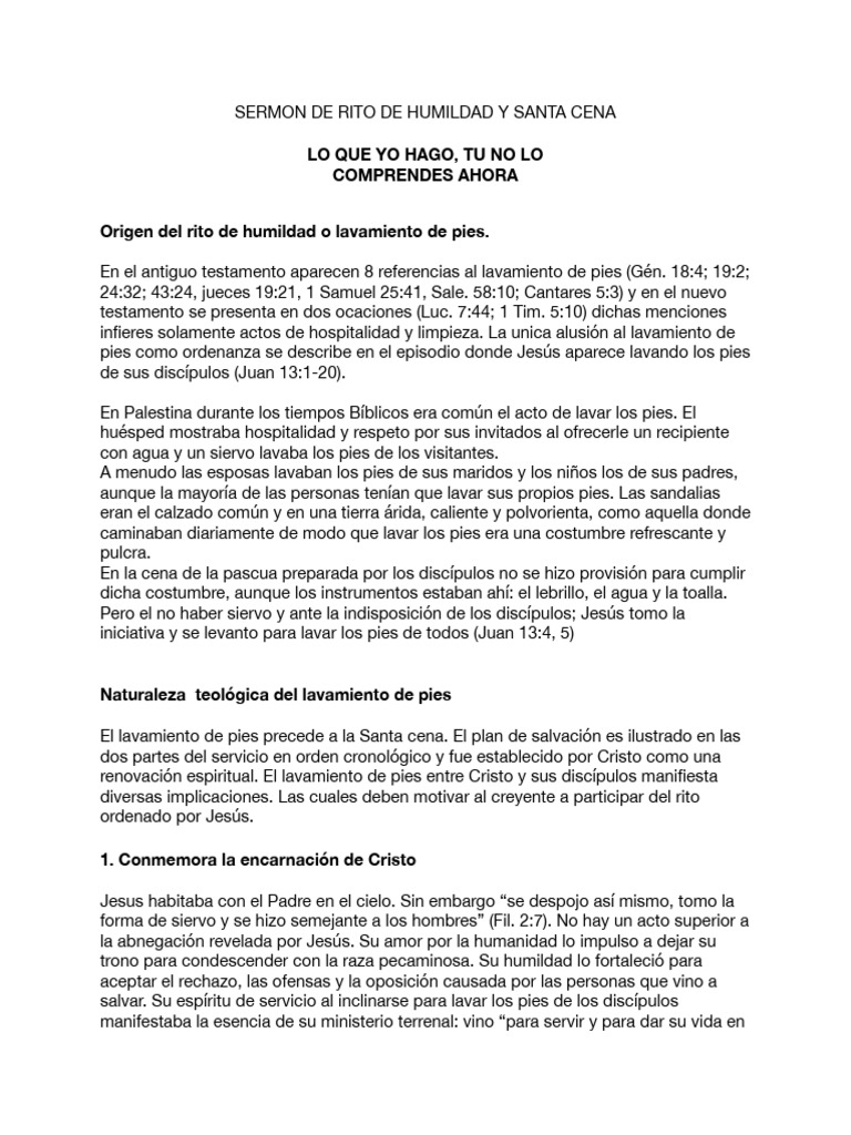 Rito de Humildad y Santa Cena | PDF | Jesús | eucaristía