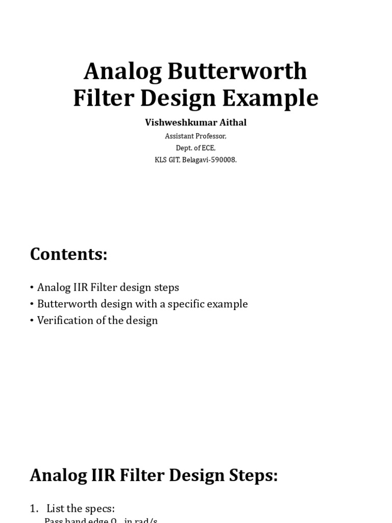 Analog Butterworth Filter Design Guide | PDF | Low Pass Filter ...