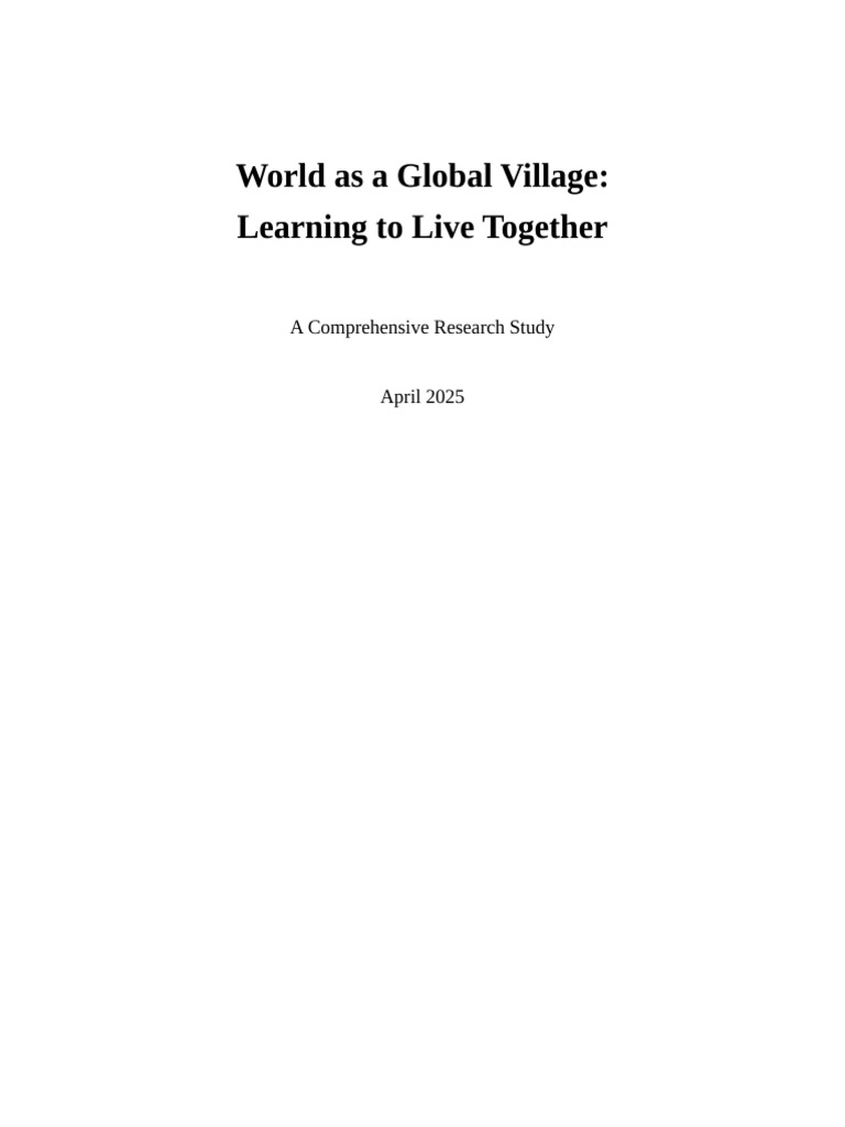 World As A Global Village | PDF | Globalization | Computer Network