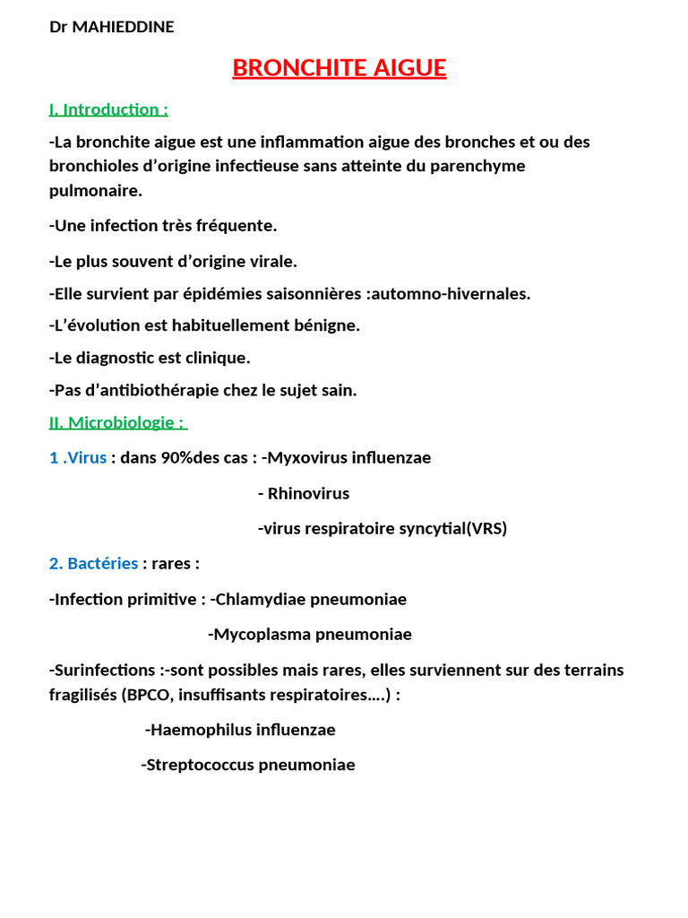 Traitement de la bronchite aiguë | PDF