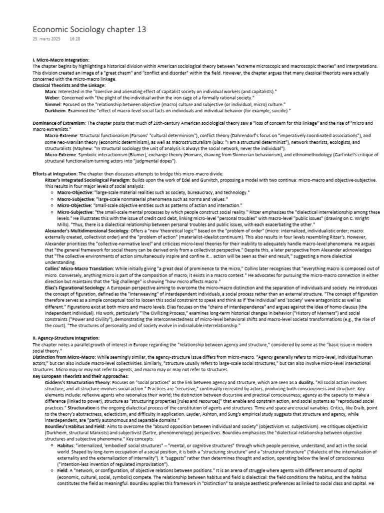 Economic Sociology Chapter 13 | PDF | Sociology | Sociological Theories