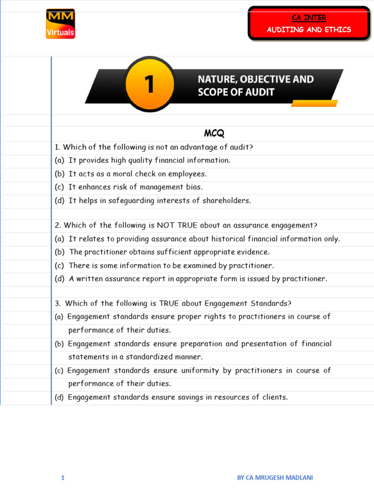 Audit Case Study MCQ & Practice Questions Book | PDF | Audit | Internal Control