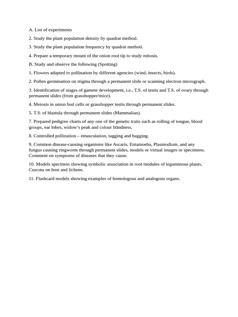 Pre Board Practical Biology | PDF