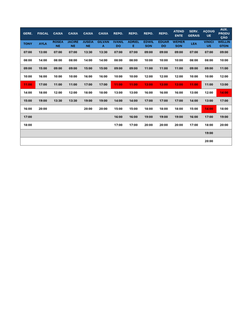 Quadro de Horarios | PDF