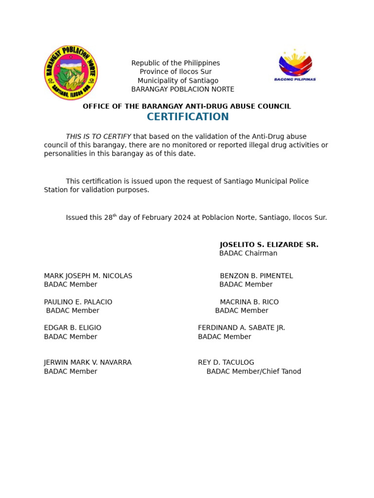 Badac Cert | PDF