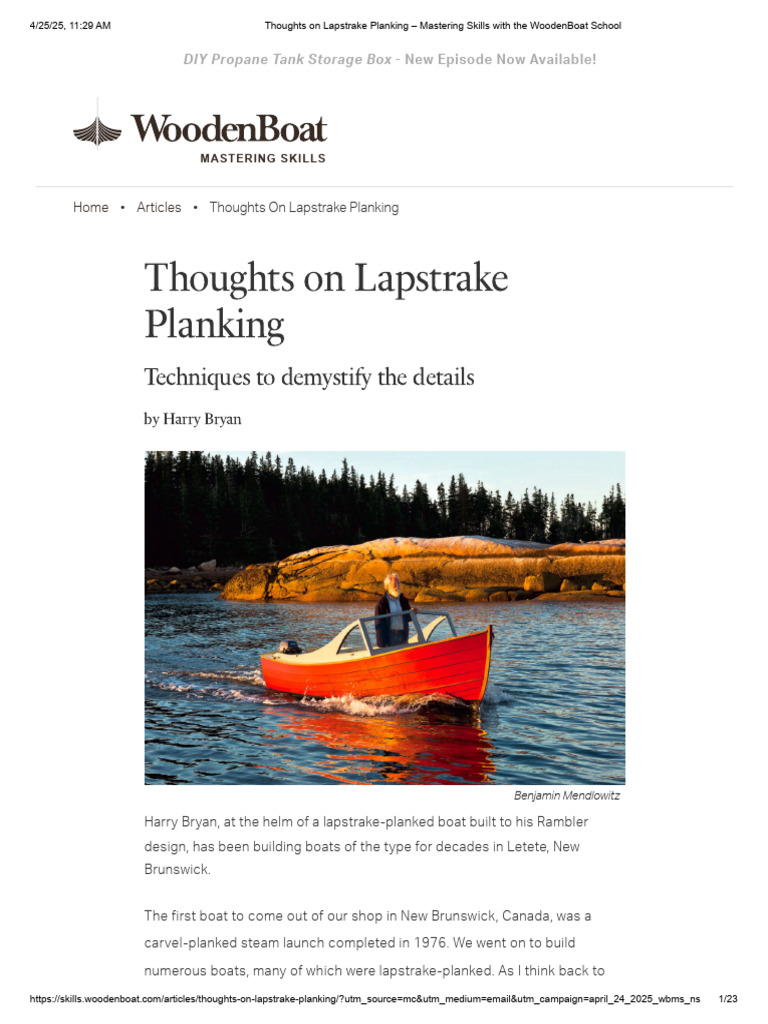 Thoughts On Lapstrake Planking - Mastering Skills With The WoodenBoat School | PDF | Watercraft