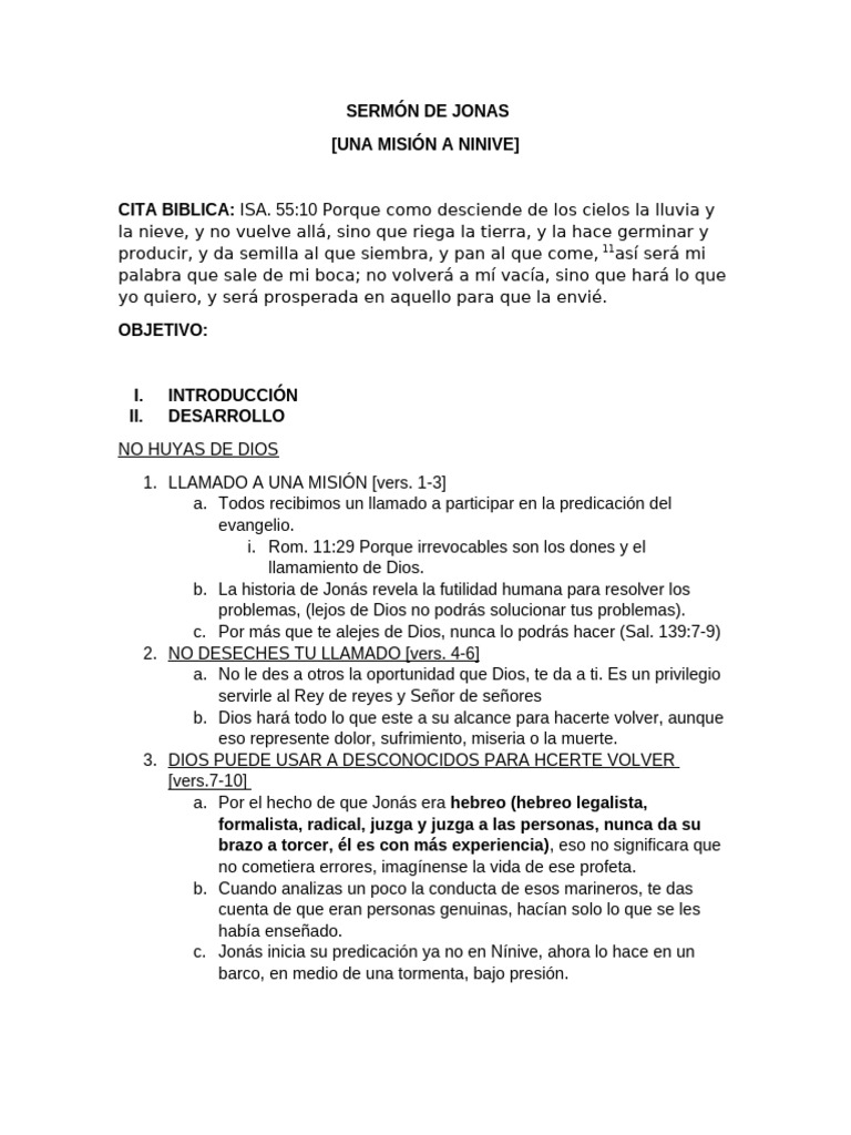 SERMÓN DE JONAS | PDF | Jonás | Biblia