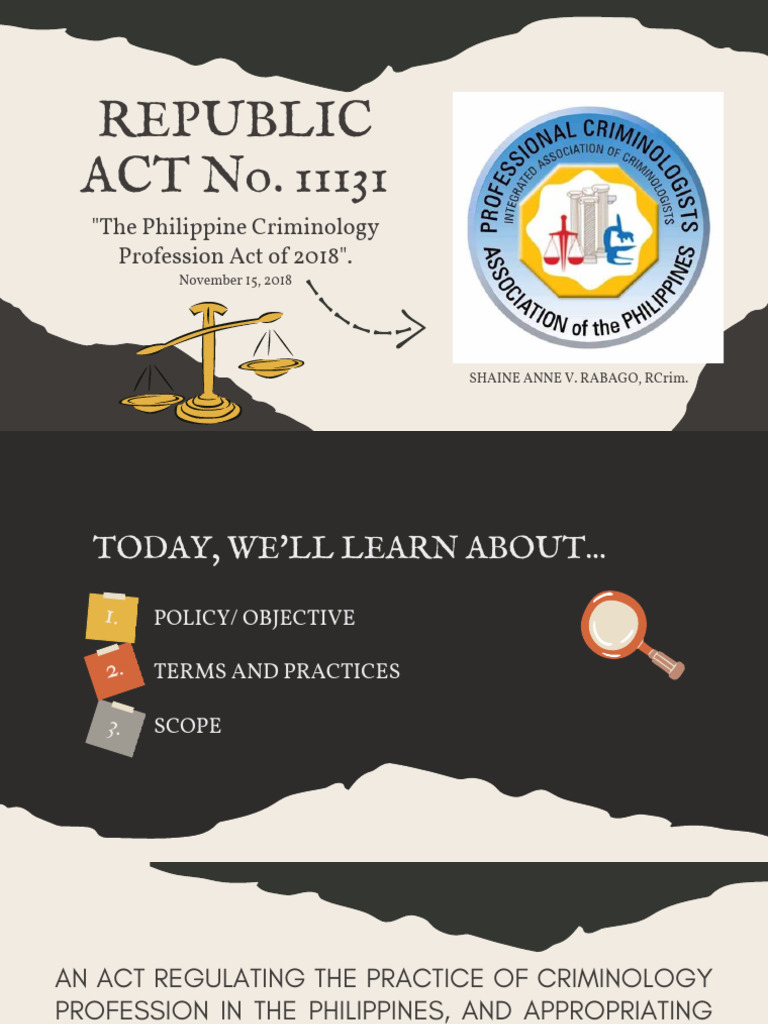 Republic Act No. 11131 | PDF | Forensic Science | Crimes