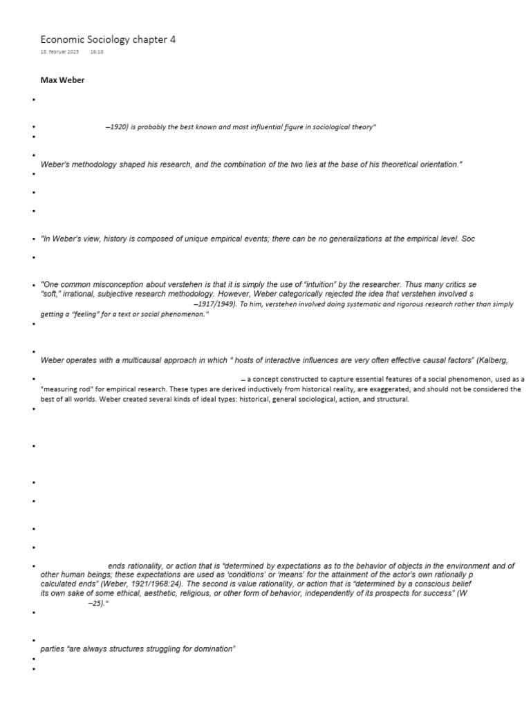 Economic Sociology Chapter 4 | PDF | Sociology | Max Weber