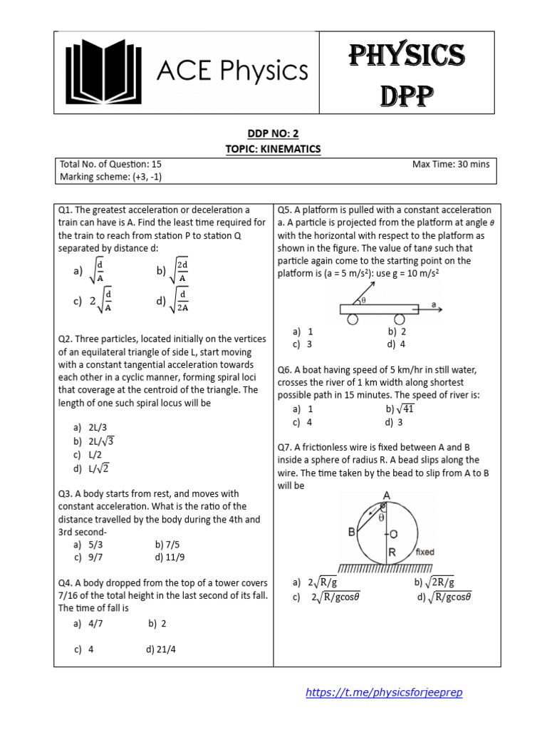 Physics DPP 2 (Kinematics) | PDF | Velocity | Parachuting