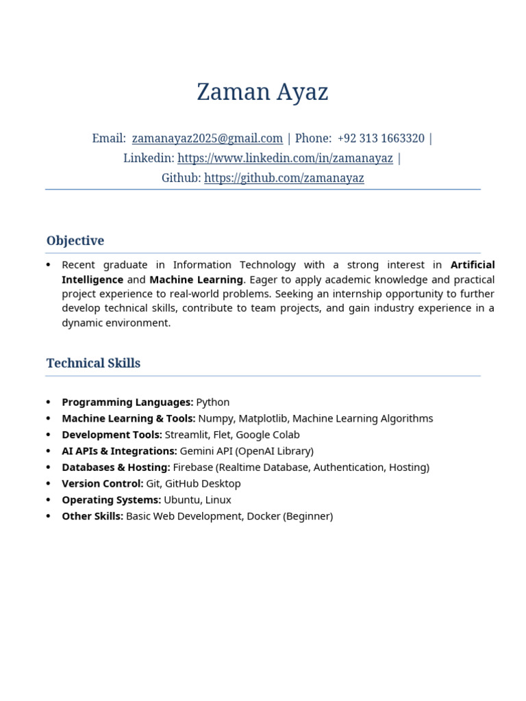 Zaman Ayaz Resume | PDF