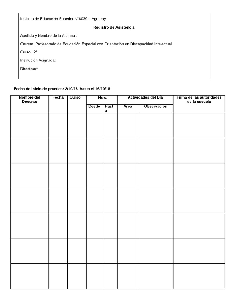 Planilla de Observacion Practica 2-1 | PDF