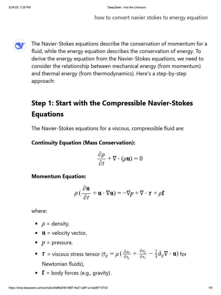 How To Convert Navier Stokes To Energy Equation | PDF | Navier–Stokes Equations | Fluid Dynamics