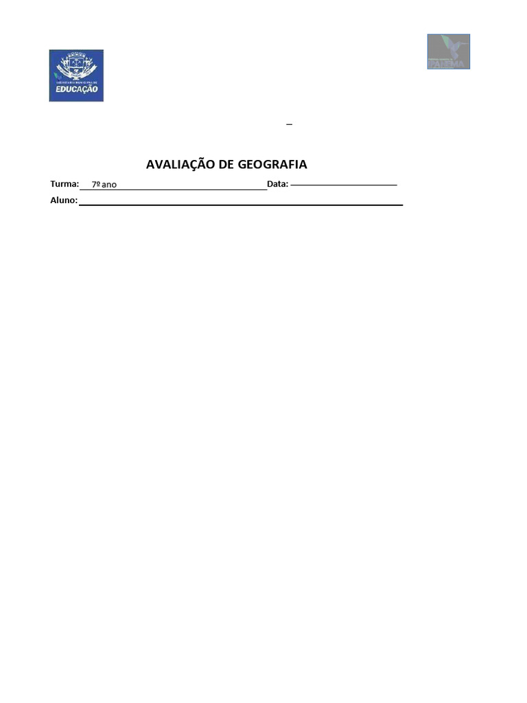 Avaliaçao de geo 7 | PDF