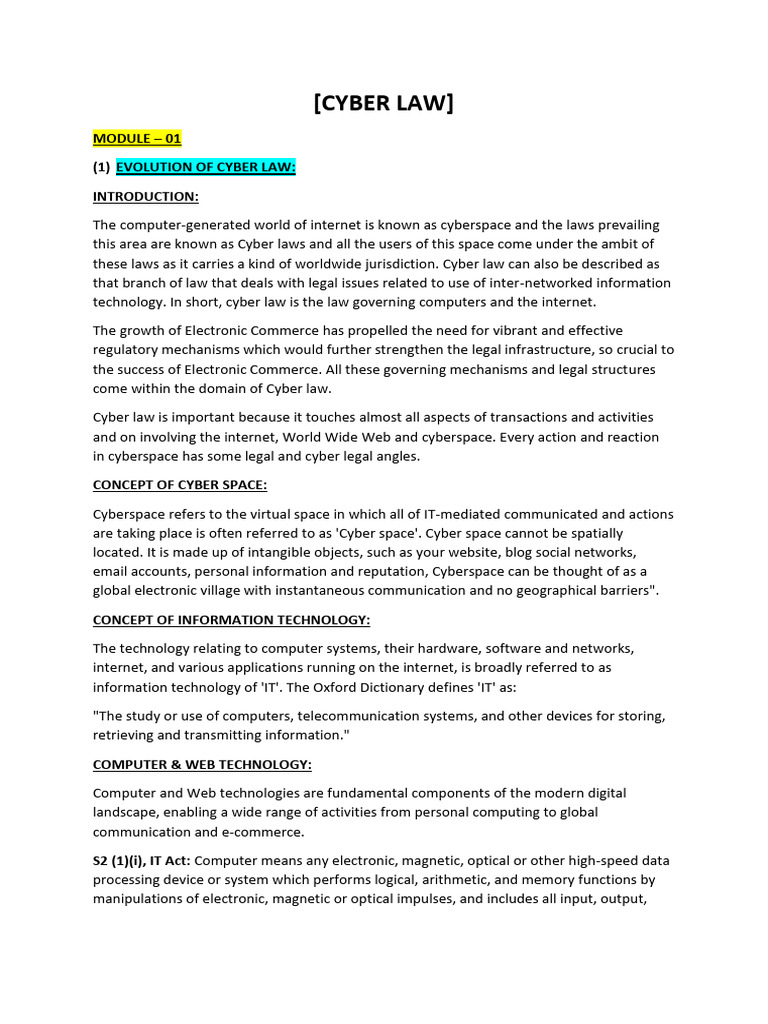 CYBER LAW NOTES (1) | PDF | Cybercrime | Jurisdiction