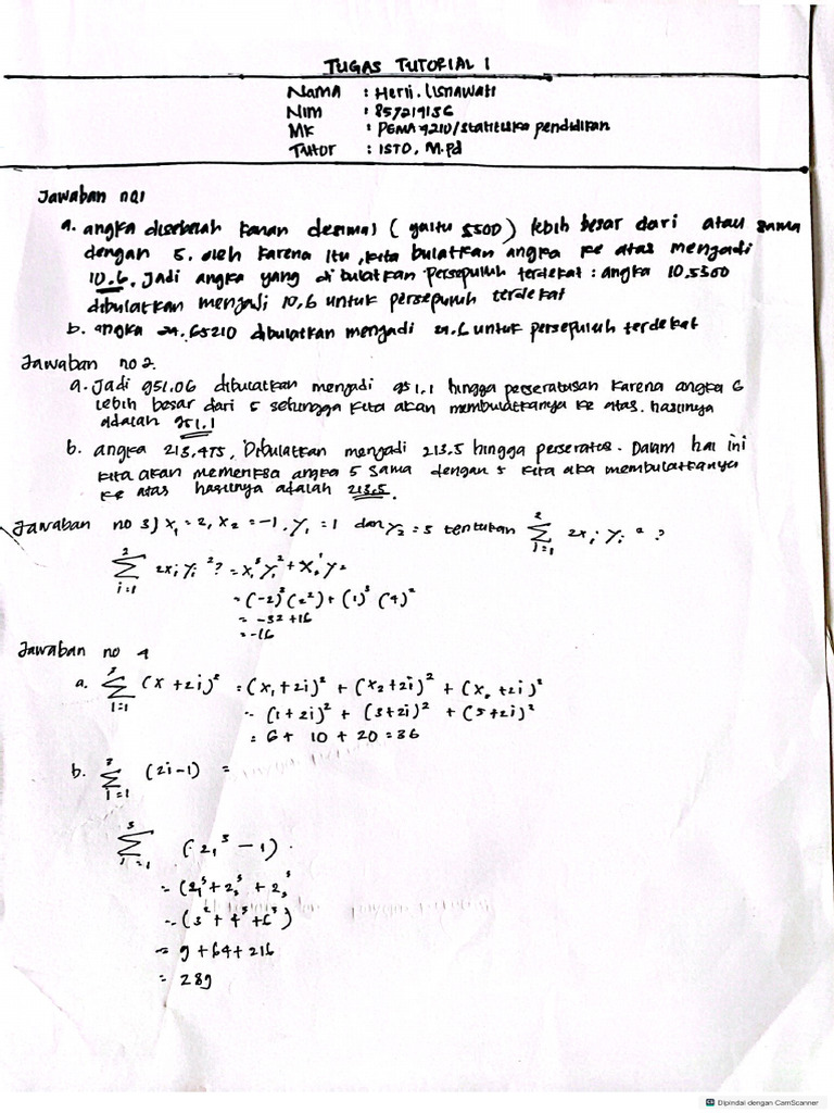 Jawbaan Perbaikan Tugas Tutorial 1 - Stati | PDF