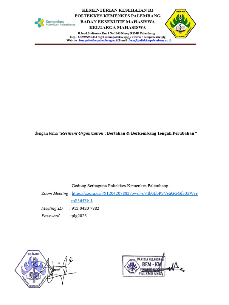 251 - Surat Undangan Terbuka Talk Show 100 Hari Kerja BEM-KM Polkesbang ...
