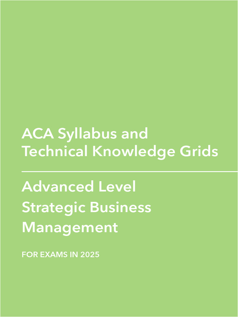 ACA Syllabus Overview for 2025 | PDF | Accounting | Information