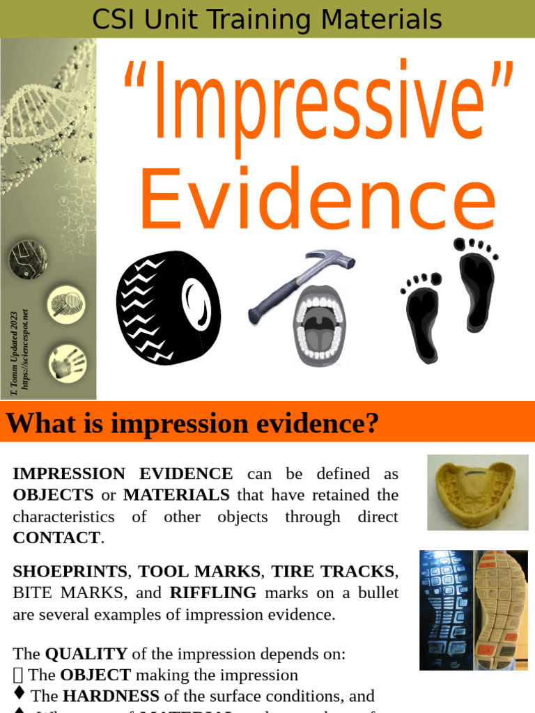 Understanding Impression Evidence in Forensics | PDF | Crime Scene | Tire