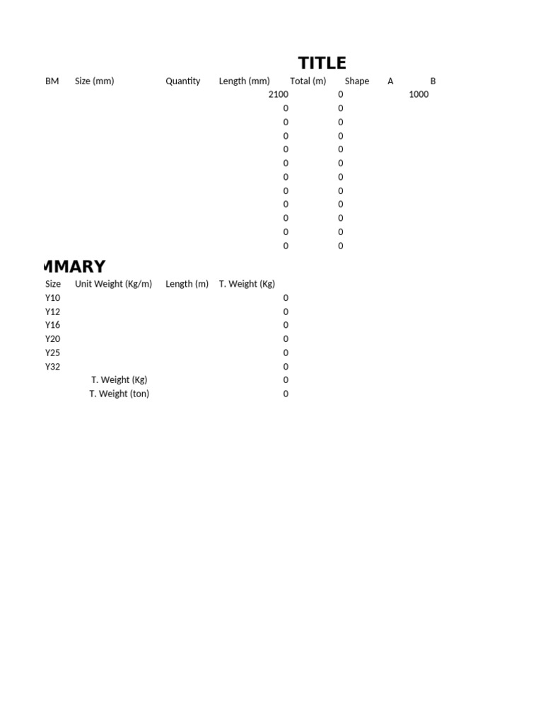 Standard Bar Bending Schedule Template | PDF