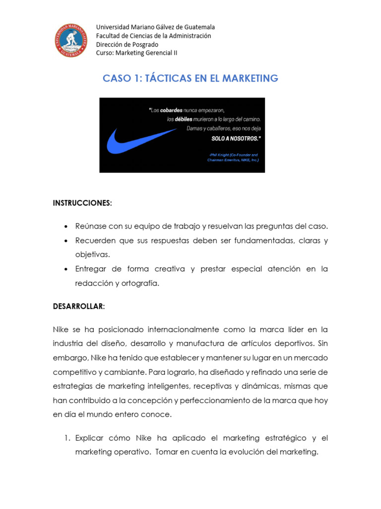 Caso Práctico Nike Tácticas en El Marketing | PDF | Nike | Zapatillas