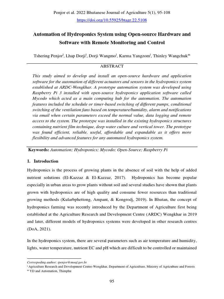 Automation of Hydroponics System Using O | PDF | Raspberry Pi | Hydroponics