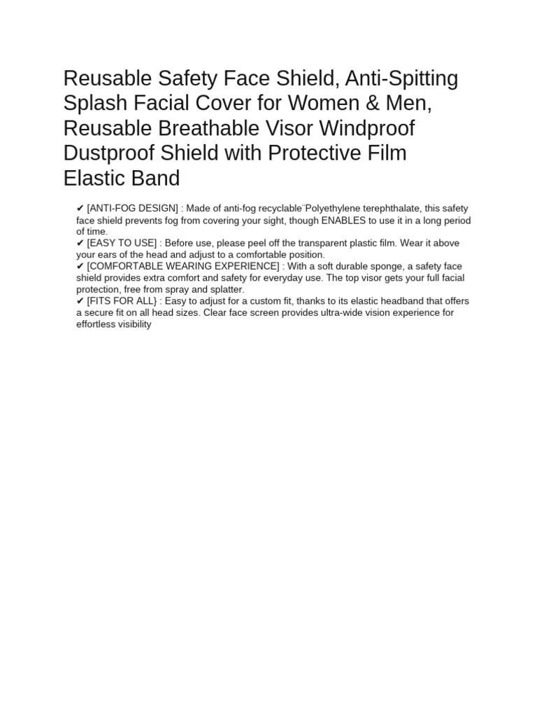 Reusable Safety Face Shield | PDF