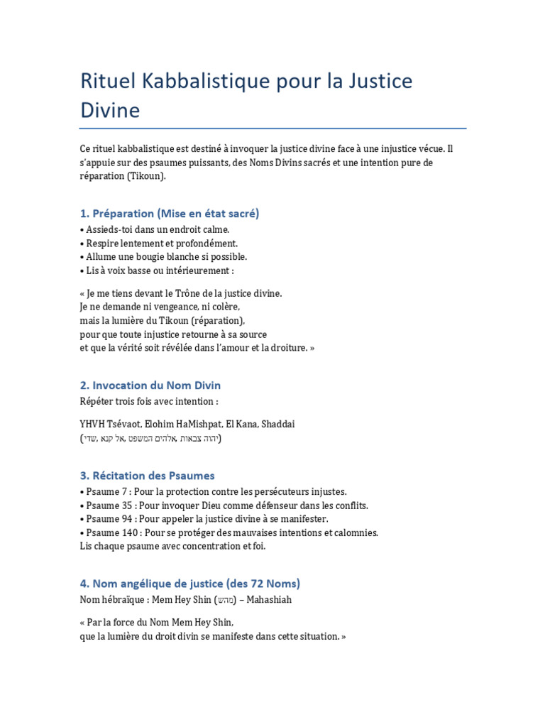 Rituel Kabbalistique pour la Justice | PDF