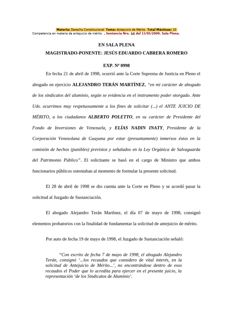 Inadmisibilidad del Antejuicio de Mérito | PDF | Instituciones ...