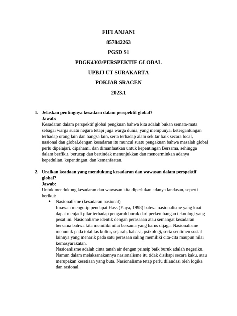 TT 2 Perspektif Global Fifi | PDF